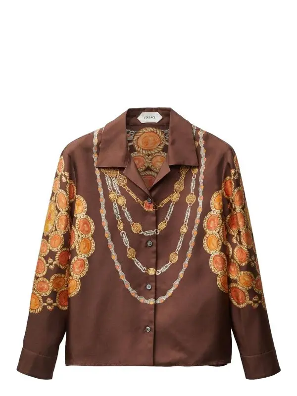 Versace Printed Silk Shirt - Brown