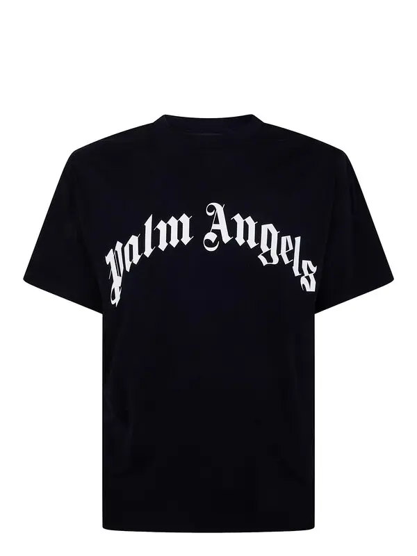 Palm Angels Curved Logo Regular Tee - Black