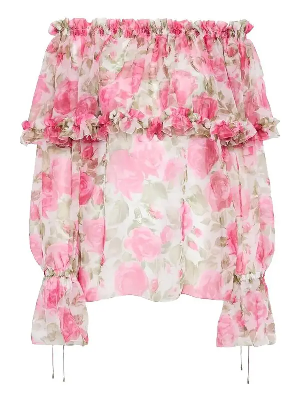 Chloé Floral Print Silk Shirt - White
