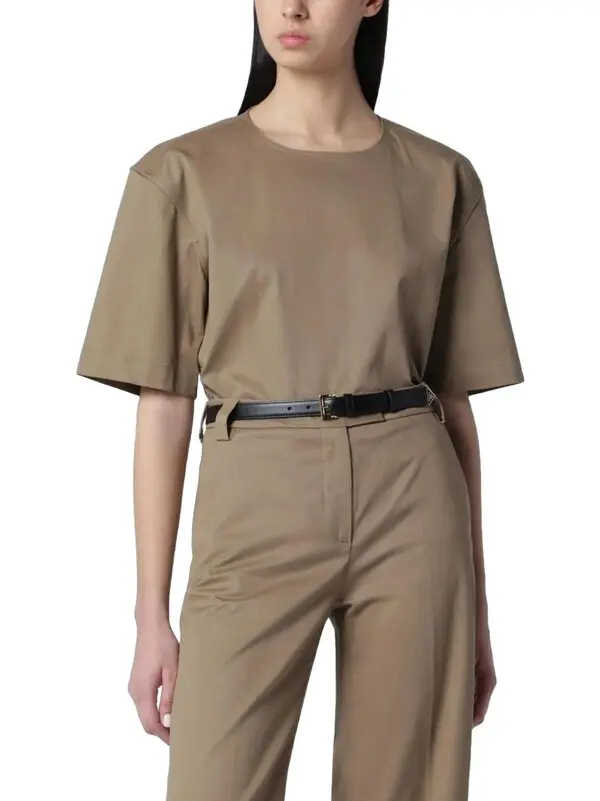 THELATEST Dean Cotton Gabardine T-shirt - Brown