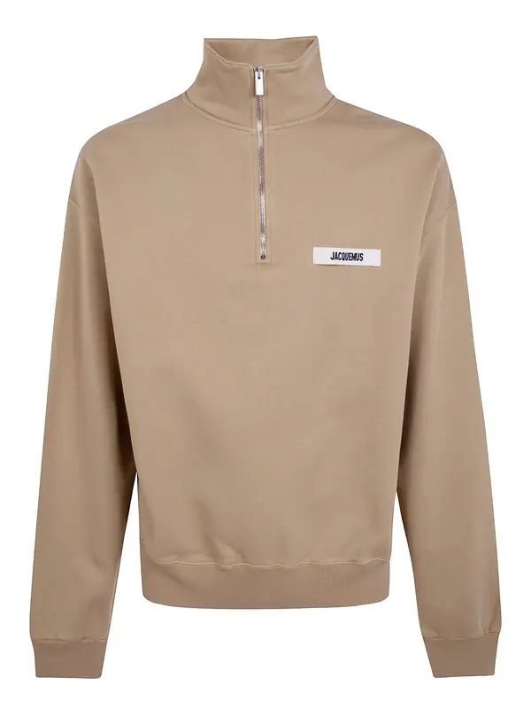 Jacquemus Le Camionneur Gros Grain Polo Neck Sweatshirt - Brown