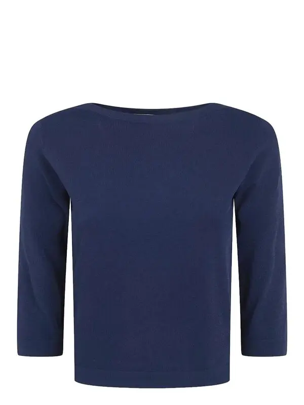 NUUR 3/4 Sleeve Boat Neck Sweater - Blue