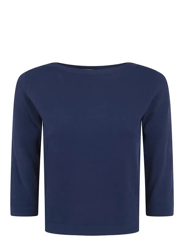 NUUR 3/4 Sleeve Boat Neck Sweater - Blue