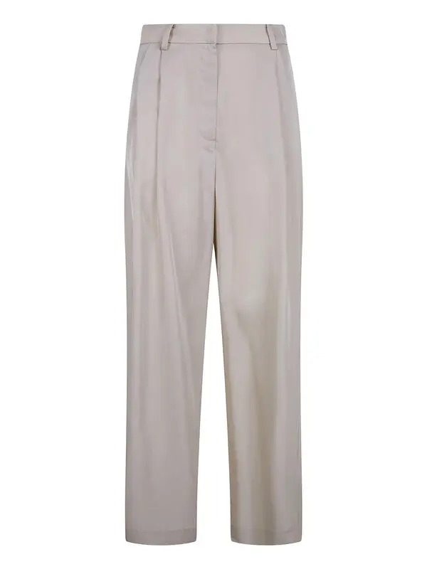 THE FRANKIE SHOP Marfa Fluid Twill Pleated Trousers - Beige