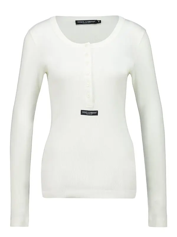Dolce & Gabbana Long Sleeve Ribbed Top - Cotton