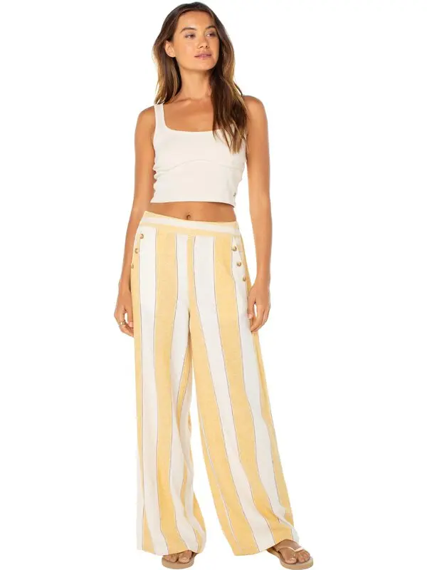 Roxy Adrian Cropped Pant - Amber Gold Jungle Stripe