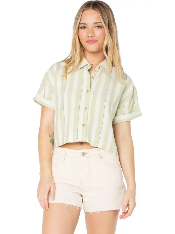 Roxy Kula Camp Shirt - Tarragon Horizon Stripe