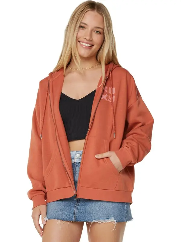 Roxy Relaxed Fit Zip-up Hoodie - Aragon Wave Cuts