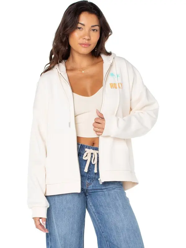 Roxy Relaxed Fit Zip-up Hoodie - Dew Basic Beach