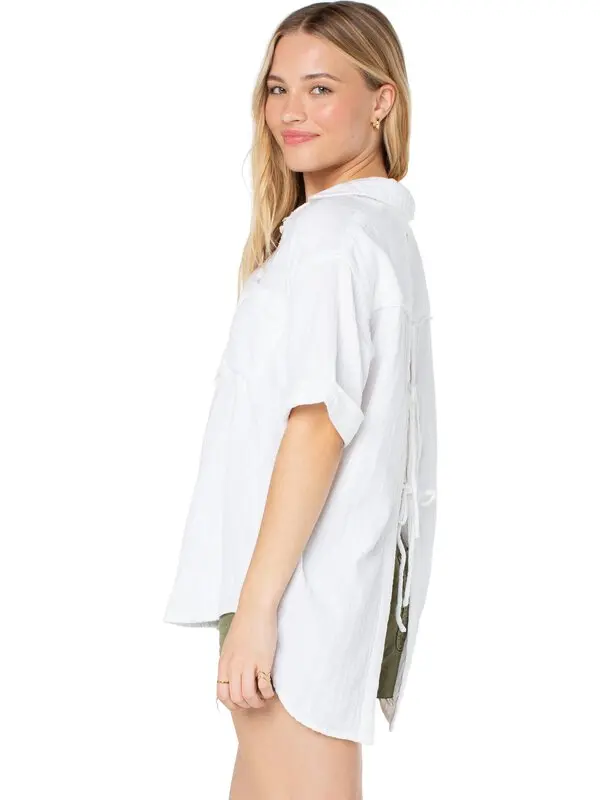 Roxy Maile Tie Shirt - Snow White Solid