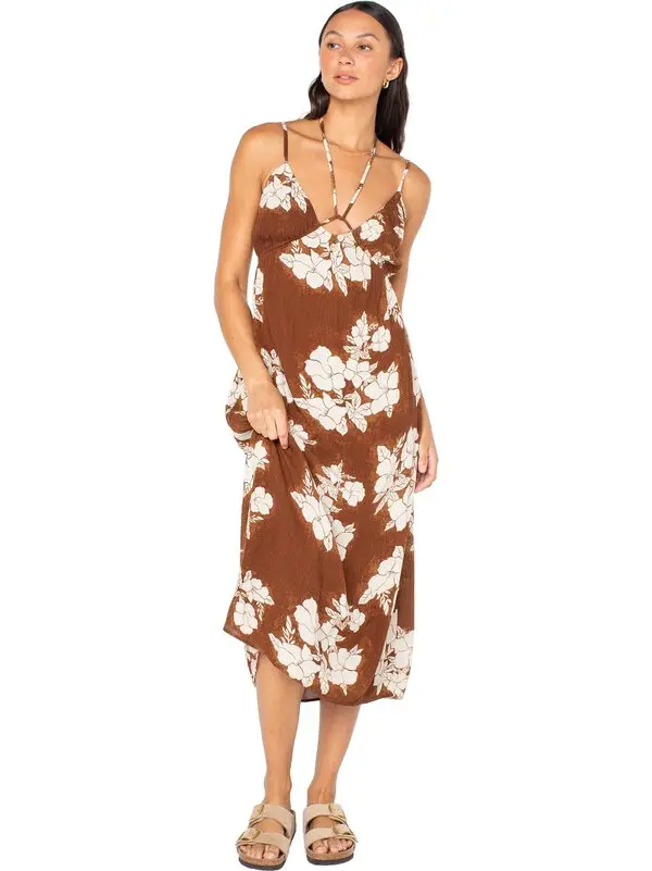Roxy Sunshine Crush Midi Dress - Tiramisu Hibiscus Hideaway