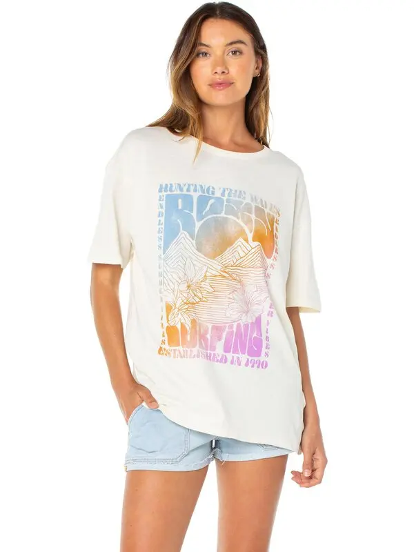 Roxy Printed Oversized T-shirt - Cloud Dancer Sunny Oversize