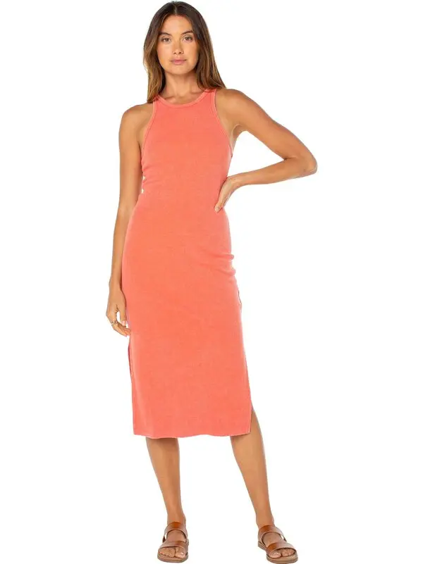 Roxy Emilia Midi Dress - Hot Coral Solid