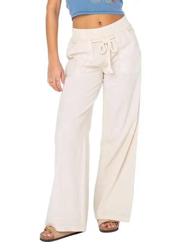 Roxy Solid Wide Leg Pant - Pumice Stone Solid