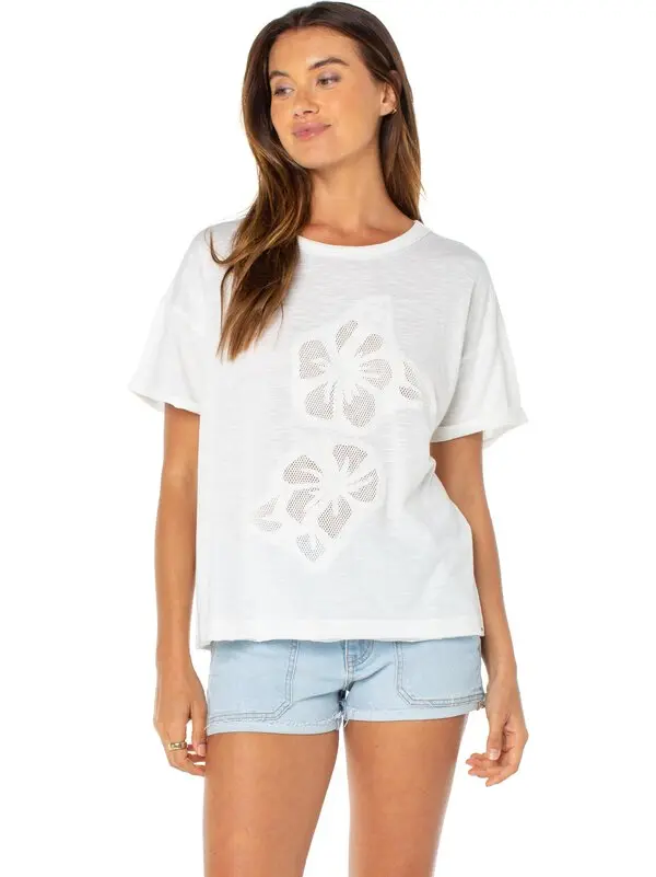 Roxy Sunset Sessions Tee - Cloud Dancer Hibiscus Cut Out