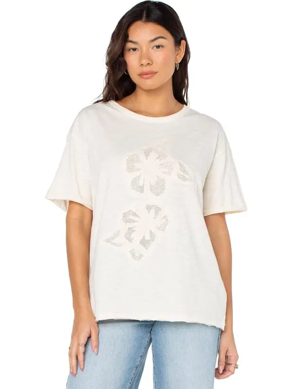 Roxy Sunset Sessions Tee - Parchment Hibiscus Cut Out