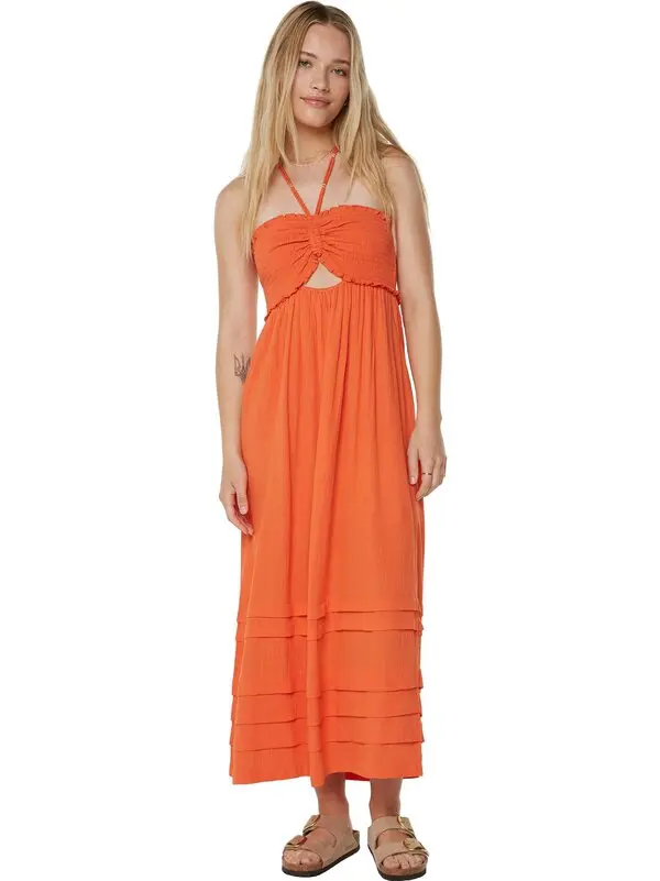 Roxy Saltwater Sweetness Midi Dress - Tigerlily Solid