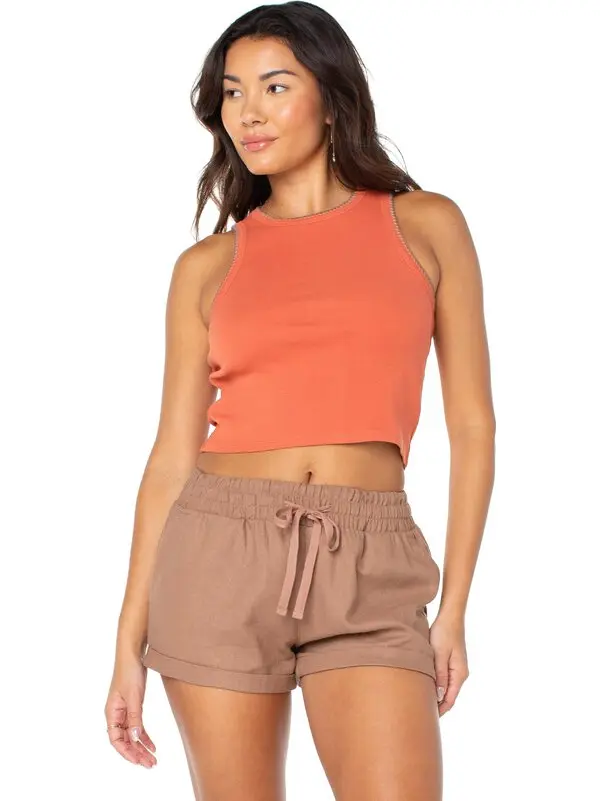 Roxy Cropped Tank Top - Ginger Spice Brownie (embdy)