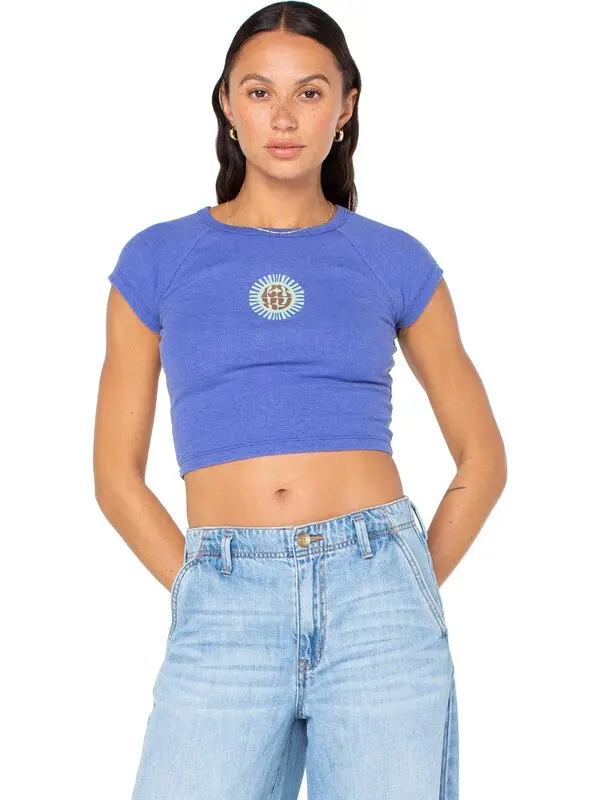 Roxy Cropped Baby Tee - Mazzarine Blue Slow Dive