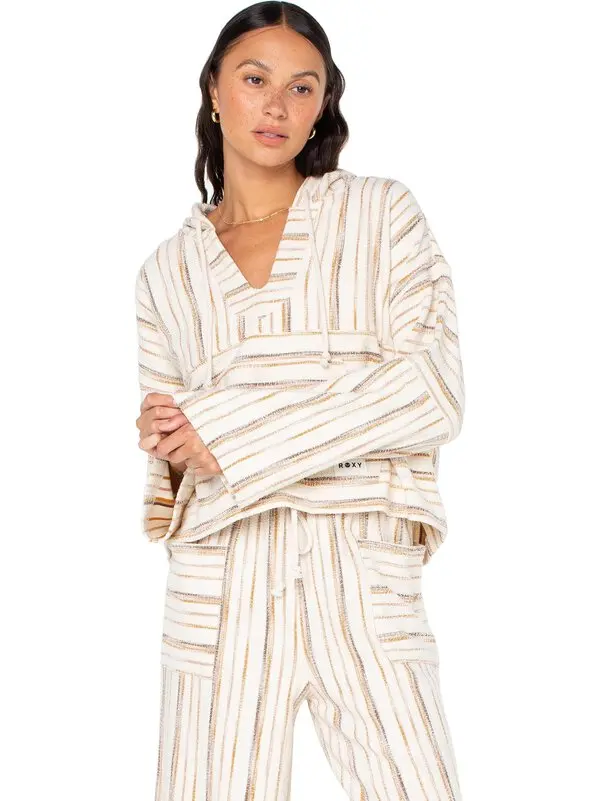 Roxy Rich Coast Striped Poncho - Buckthorn Brown Sea Crest Stripe