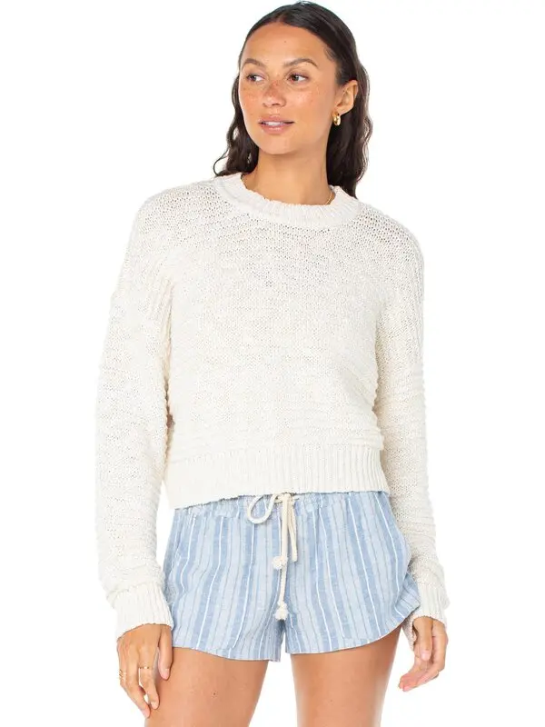 Roxy Enchanted Sky Crewneck Sweater - Parchment Solid