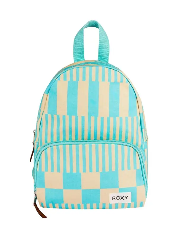 Roxy Small Printed Cotton Backpack - Big Brella Check Turquoise