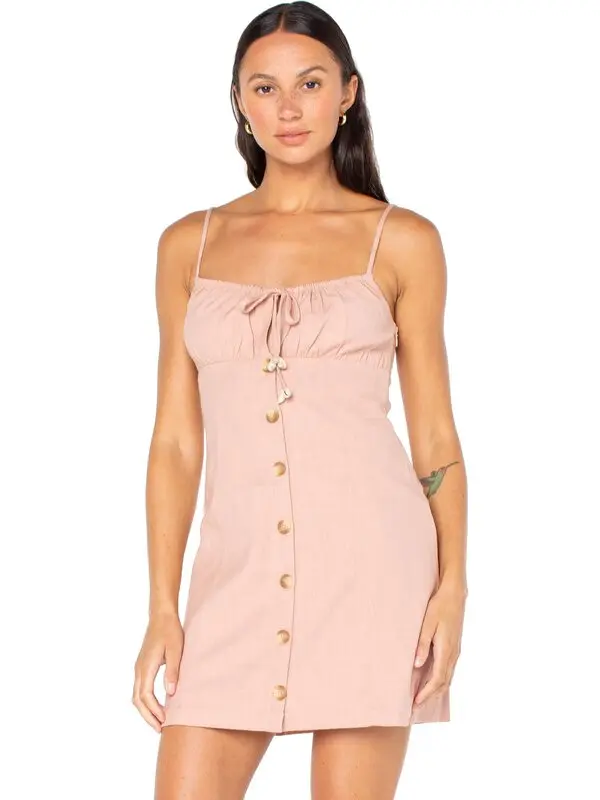 Roxy Somewhere Sunny Mini Dress - Misty Rose Solid