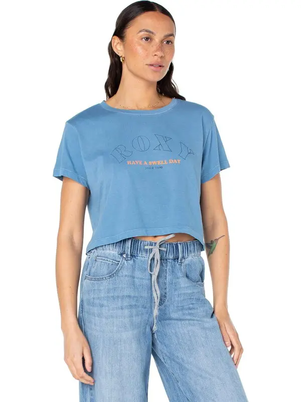 Roxy Swell Day Cropped Boxy Tee - Captains Blue