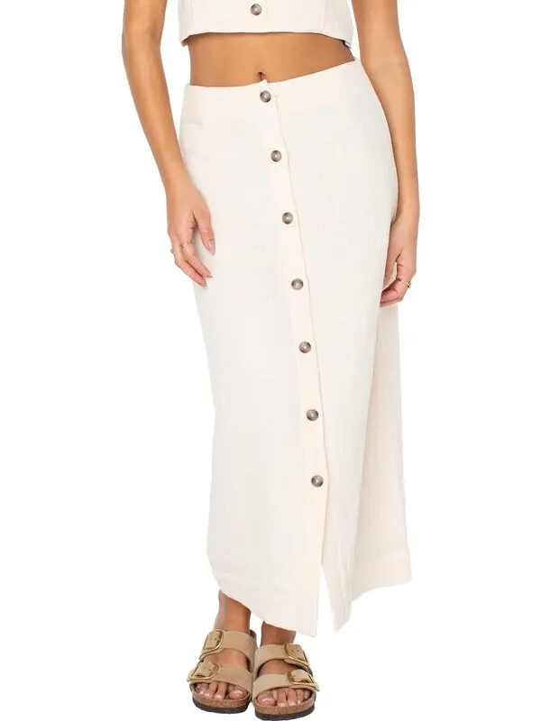 Roxy Island Nomad Maxi Skirt - Parchment Solid