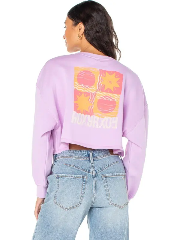 Roxy Morning Hike Cropped Crewneck - Orchid Bouquet Sun Stamps