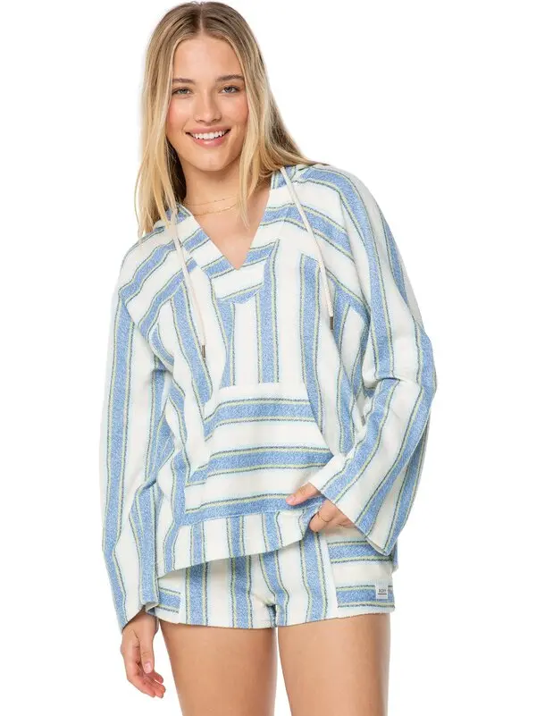 Roxy Poncho-style Pullover Hoodie - Star Sapphire Yacht Club Stripe