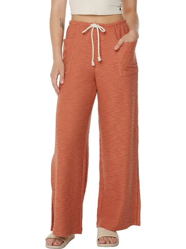Roxy Slub Knit Terry Wide Leg Pants - Aragon Solid