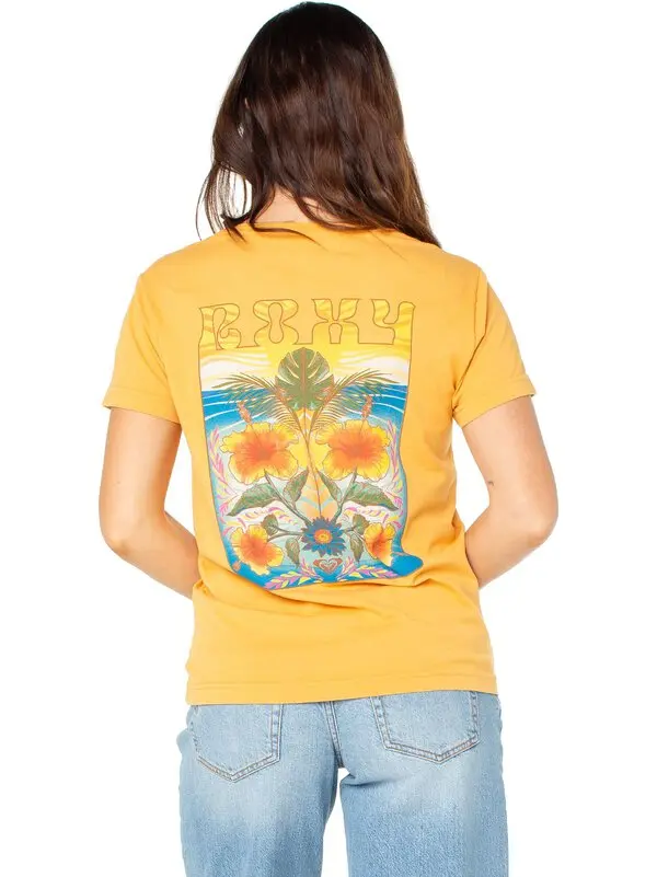 Roxy Boyfriend Crew Neck T-shirt - Honey Yellow Slow Dive