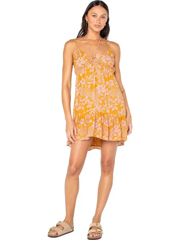 Roxy Sunshine Crush Dress - Buckthorn Brown Frangipani Floral