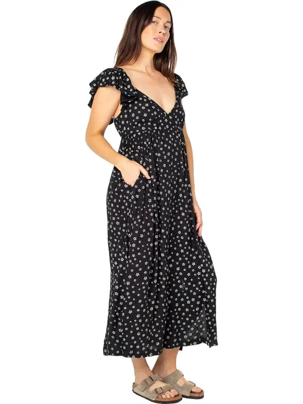 Roxy Bohemian Nights Midi Dress - Anthracite Sol Searcher Ditsy