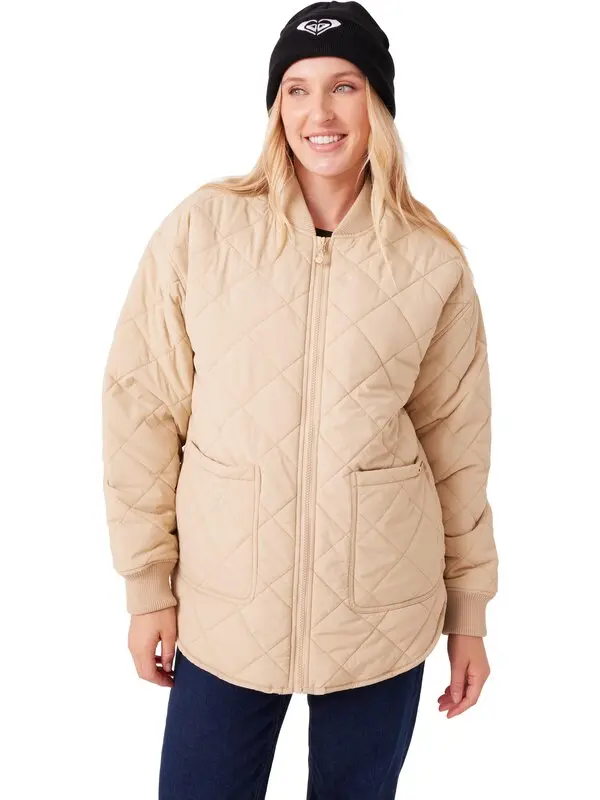 Roxy Aurora Quilted Bomber - Desert