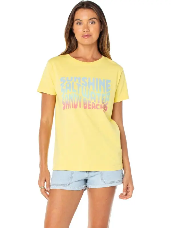 Roxy Sandy Beaches Graphic T-shirt - Lemon Drop Sandy Beaches