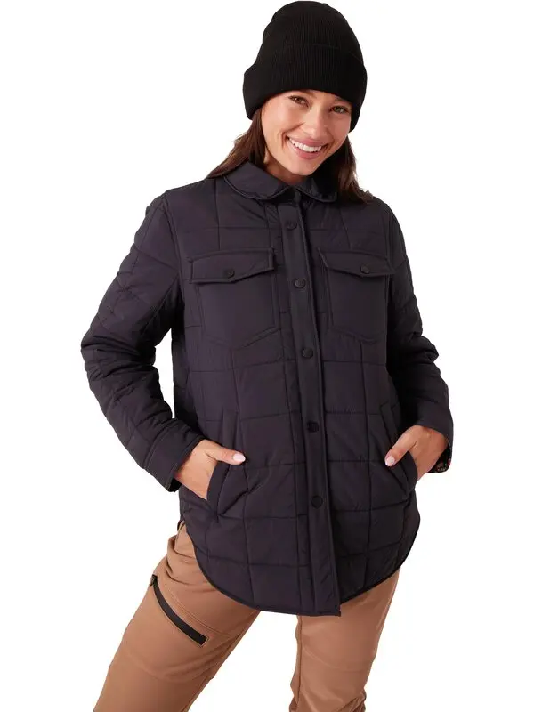 Roxy Quilted Oversized Shacket - Black