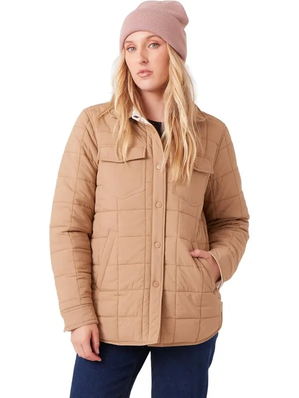 Roxy Quilted Oversized Shacket - Taupe