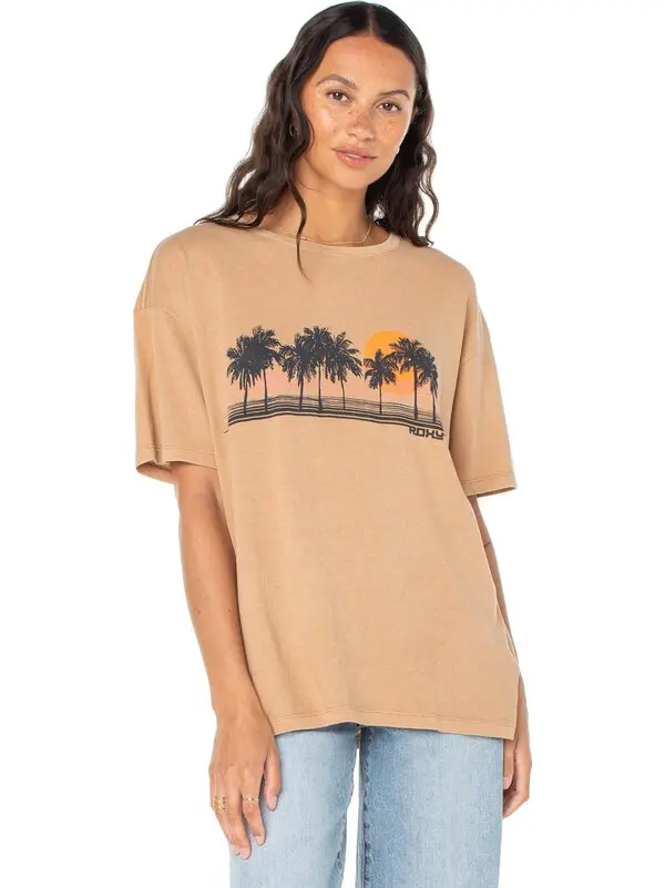 Roxy Palm Stripe Tee - Praline Palm Stripe