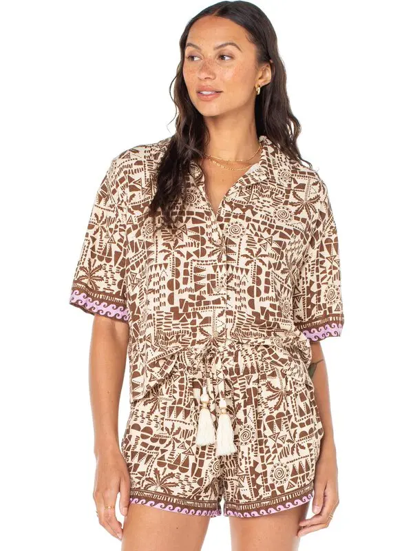 Roxy Kihei Button-up - Tiramisu Parchment Tiki