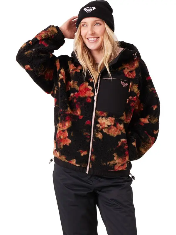 Roxy Everest Hooded Sherpa Jacket - Rose Garden