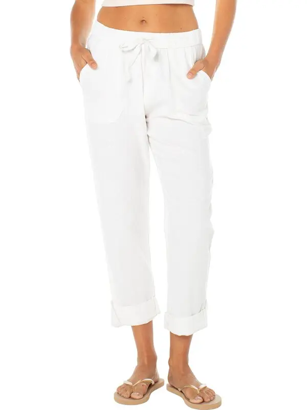 Roxy Straight Leg Pants - Snow White Solid