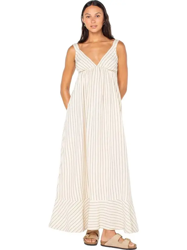 Roxy Wilder Coast Striped Maxi Dress - Parchment Simple Stripe