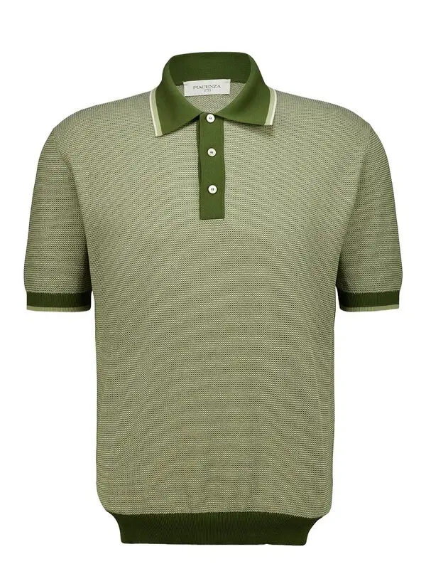 PIACENZA CASHMERE 1733 Light Cotton Knit Polo - Green