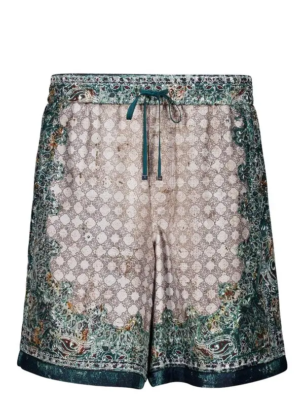 Amiri Bandana Monogram Shorts - Green