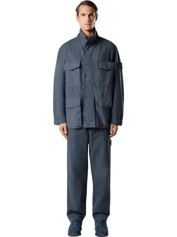 Stone Island Cotton Linen Ghost Fatigue Trousers - Blue