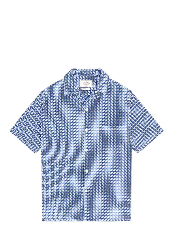 Portuguese Flannel Soul Convertible-collar Printed Cotton Shirt - Blue