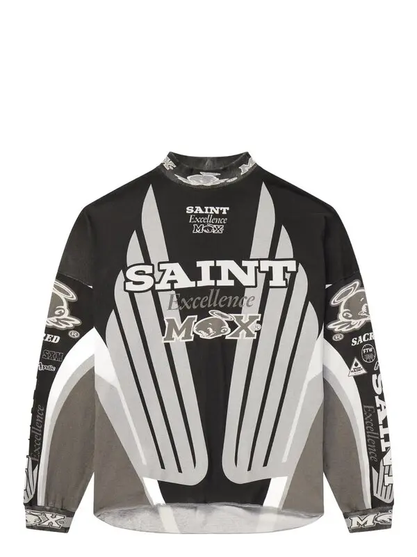 SAINT MXXXXXX Printed Cotton-jersey Sweater - Black