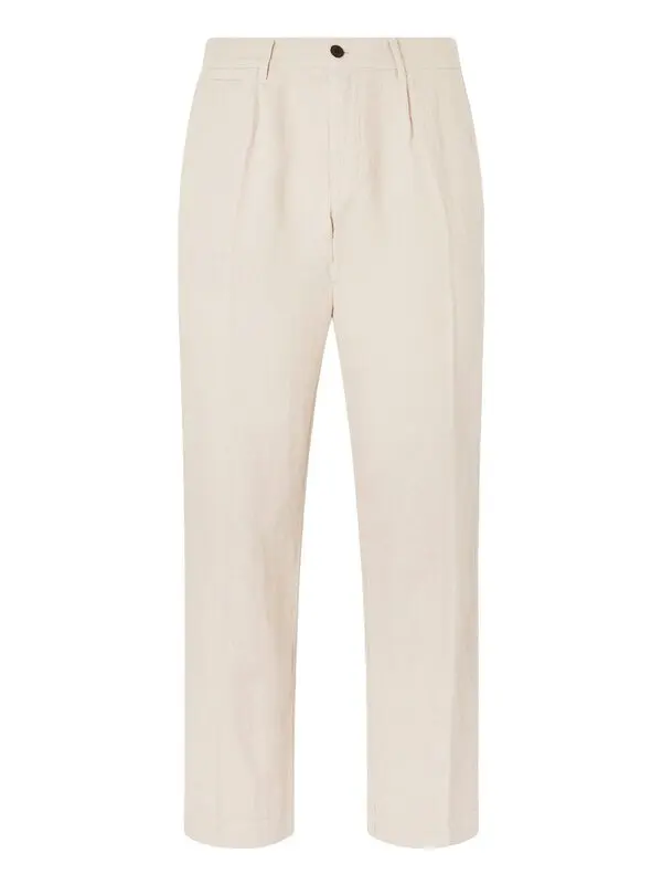 Portuguese Flannel Straight-leg Linen Trousers - Neutrals